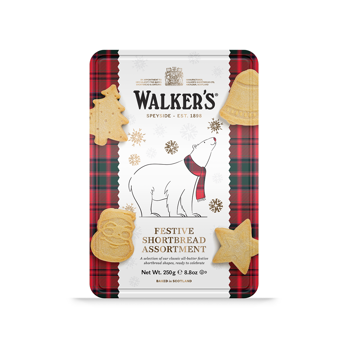 Walkers Shortbread – „Polar Bear“ Festive Shapes 250g – Dose