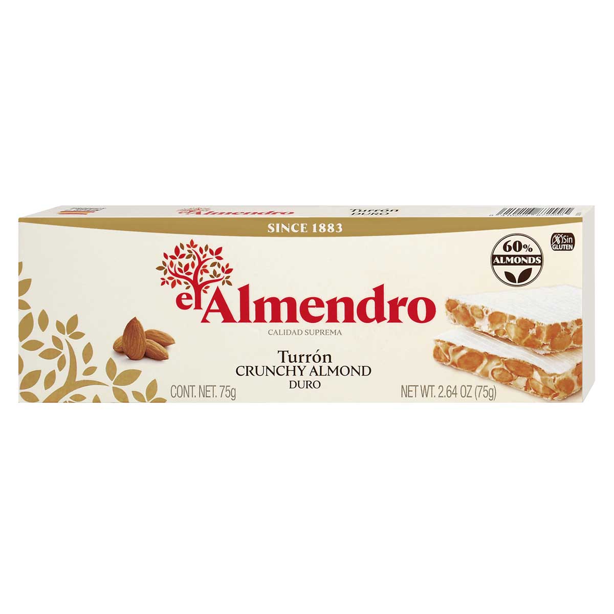 El Almendro – Turrón Duro 75g - Weißer Nougat mit gerösteten Mandeln